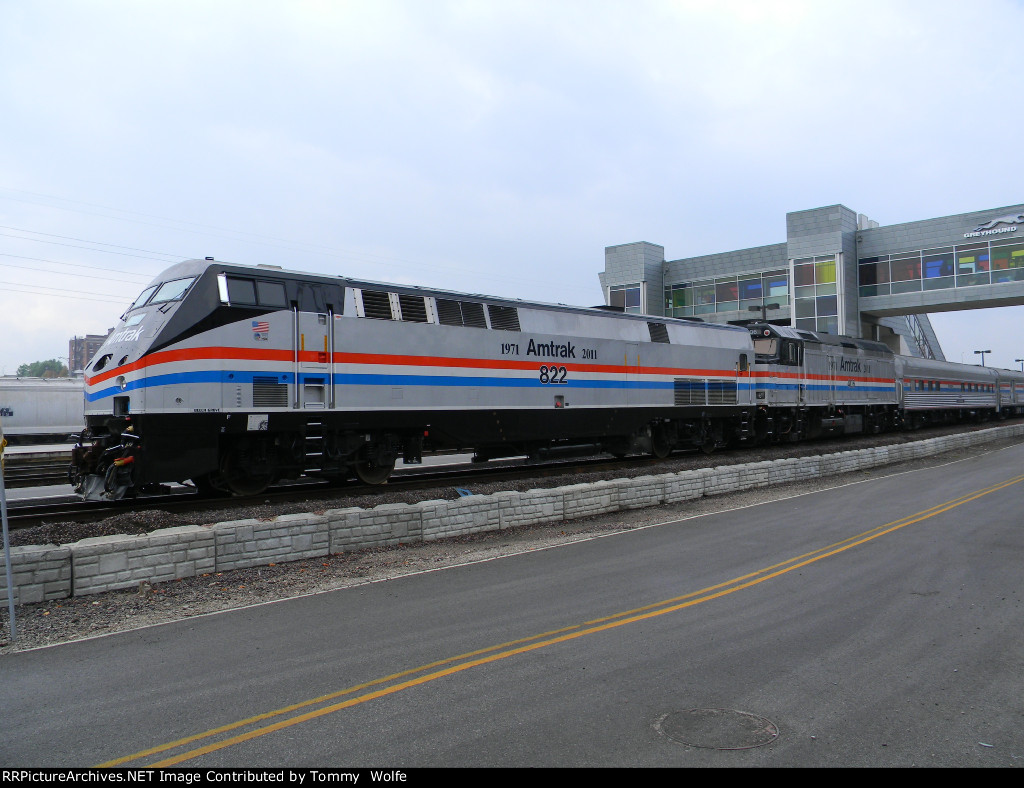 AMTK 822 and AMTK 406 on Amtraks 40th Year Aniversery Train